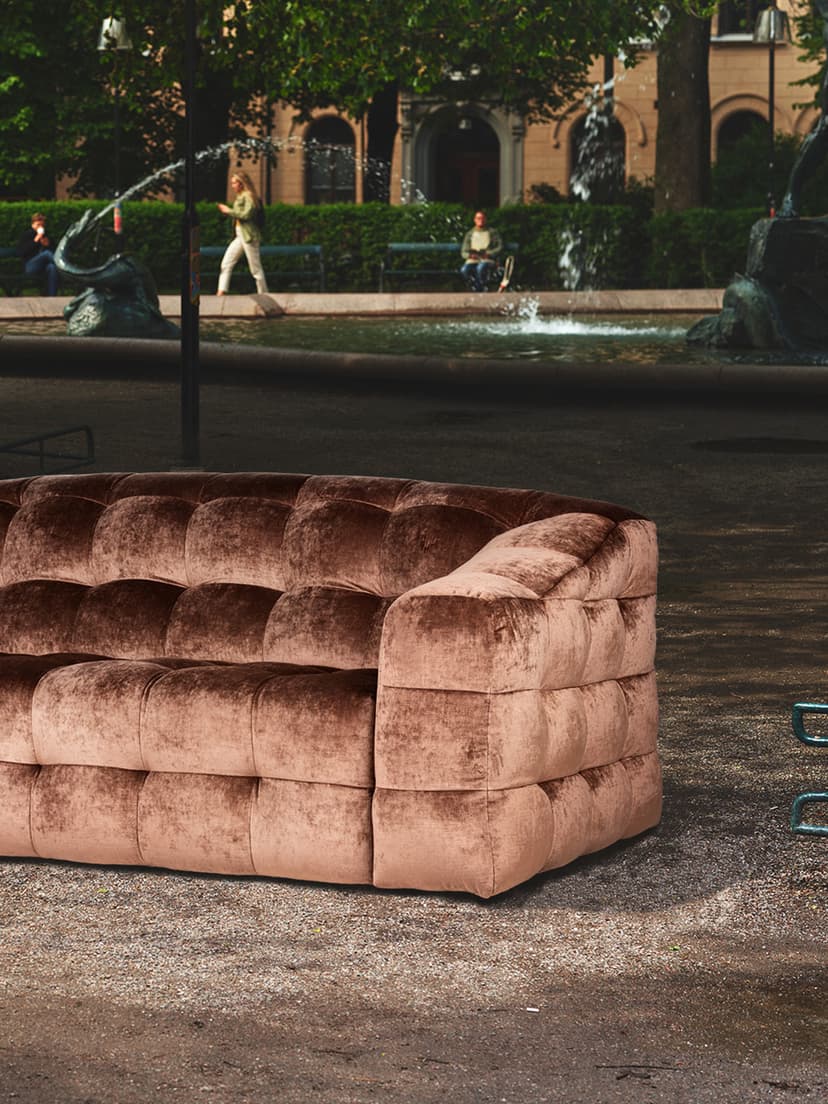 KAMELEN | Skön, bubblig soffa utan dun med djuphäftat tyg | SWEEF