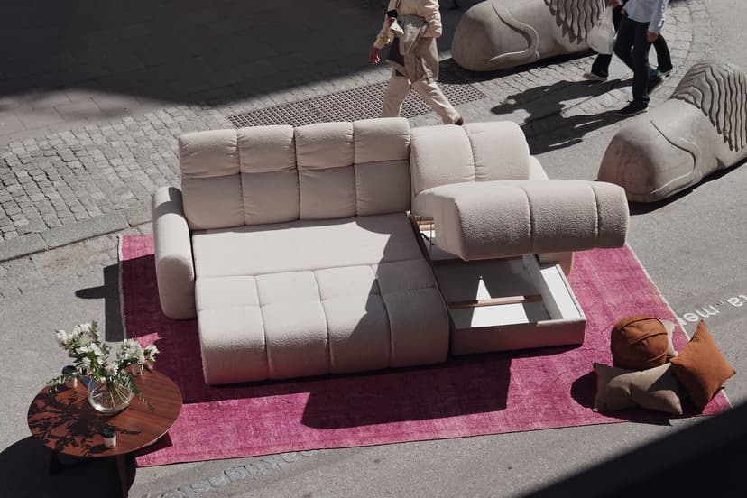 VALROSSEN | Snygg, stor, modern bäddsoffa i sammet, boucle eller ...